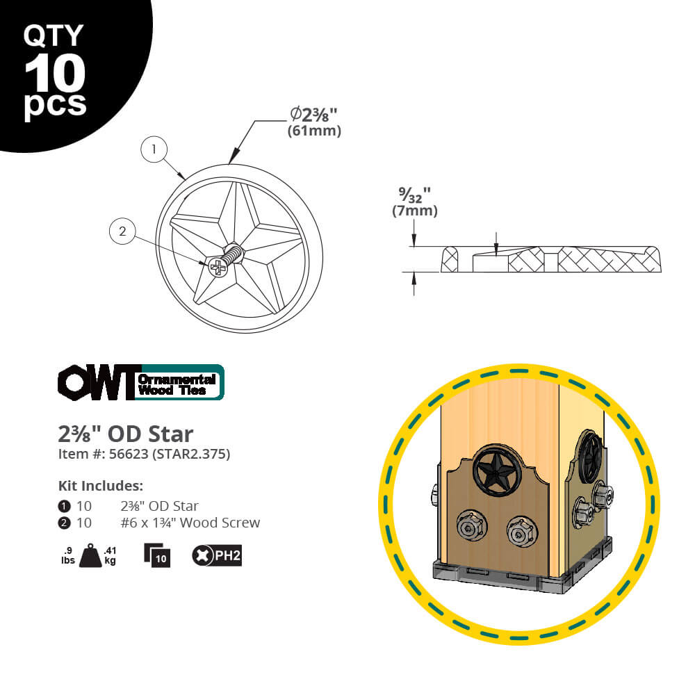 2-3/8 in. Decorative Metal Star - OZCO Building Products