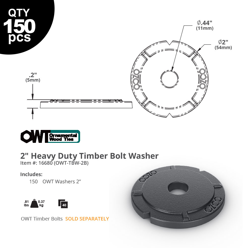 2 in. Heavy Duty Timber Bolt Washer (150PK) - OZCO Building Products