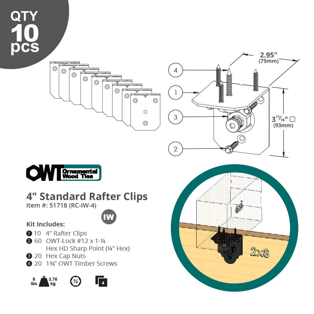 4 in. Rafter Clips Ironwood - OZCO Building Products