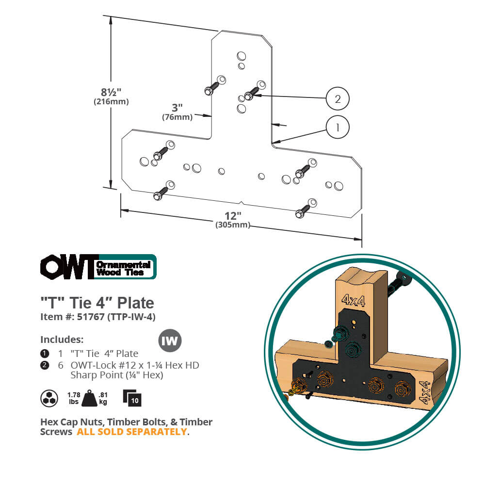 4 in. T Tie Plate Connector - OZCO Building Products