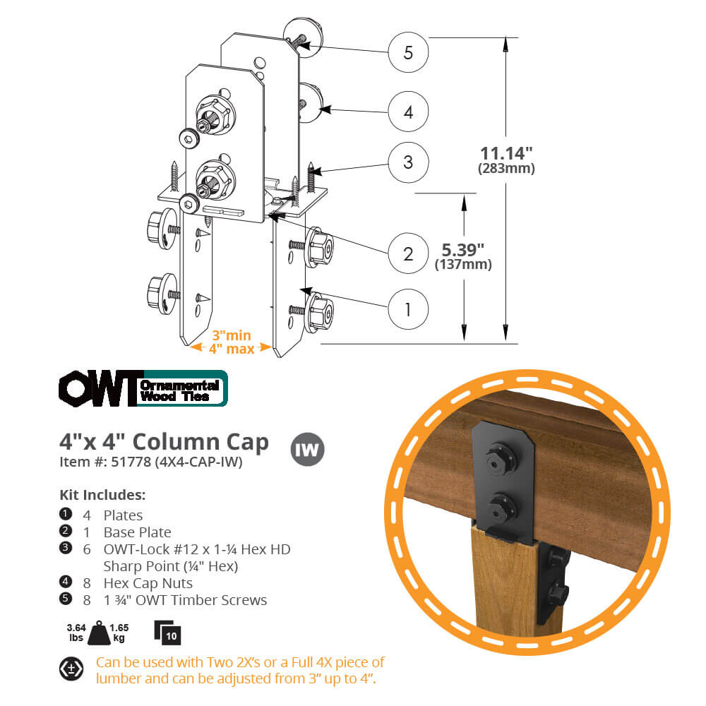 4"x4" Column Cap Hardware - OZCO Building Products