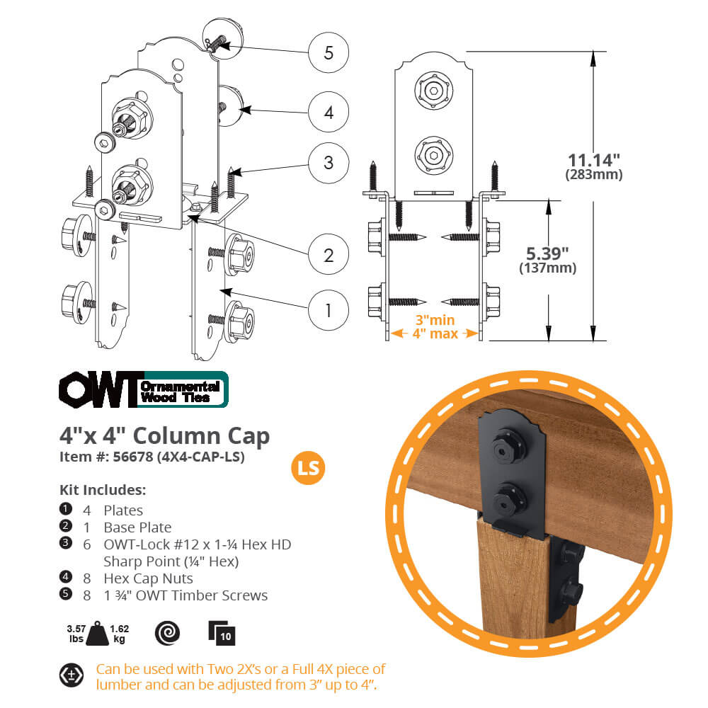 4"x4" Column Cap Hardware - OZCO Building Products