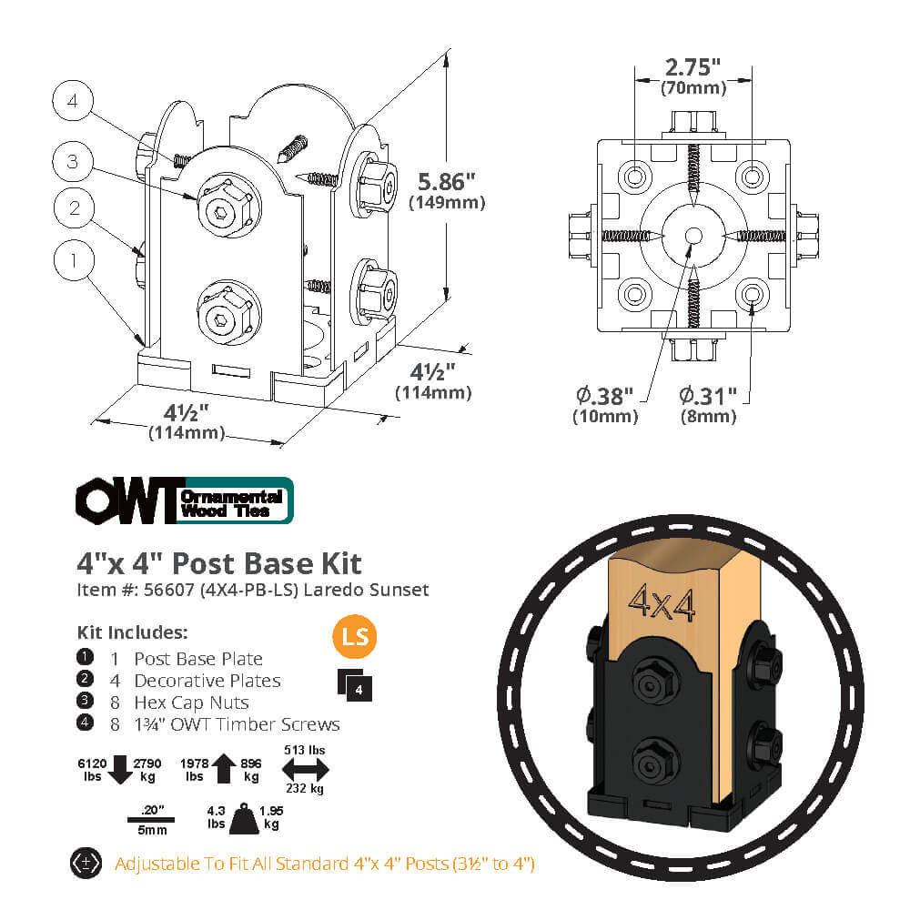 4x4 Laredo Sunset Post Base - OZCO Building Products