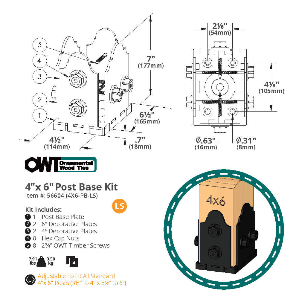 4x6 Laredo Sunset Post Base - OZCO Building Products