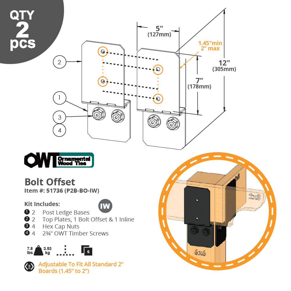 Post to Beam Offset Ironwood Connectors - OZCO Building Products