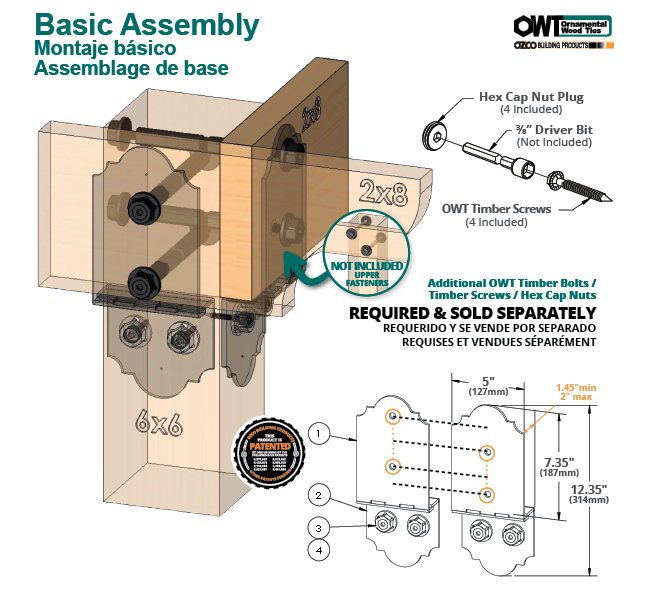 Post to Beam Bolt Offset Laredo Sunset - OZCO Building Products