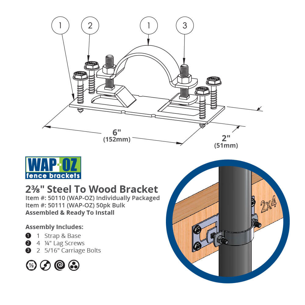 2-3/8" WAP-OZ Fence Bracket - OZCO Building Products